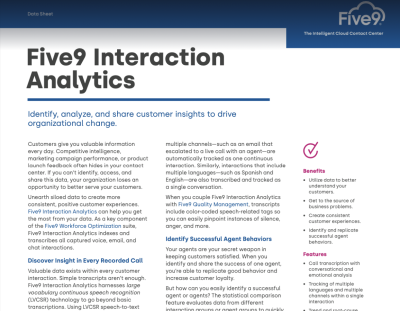 Datasheet Five9 Interaction Analytics | Five9